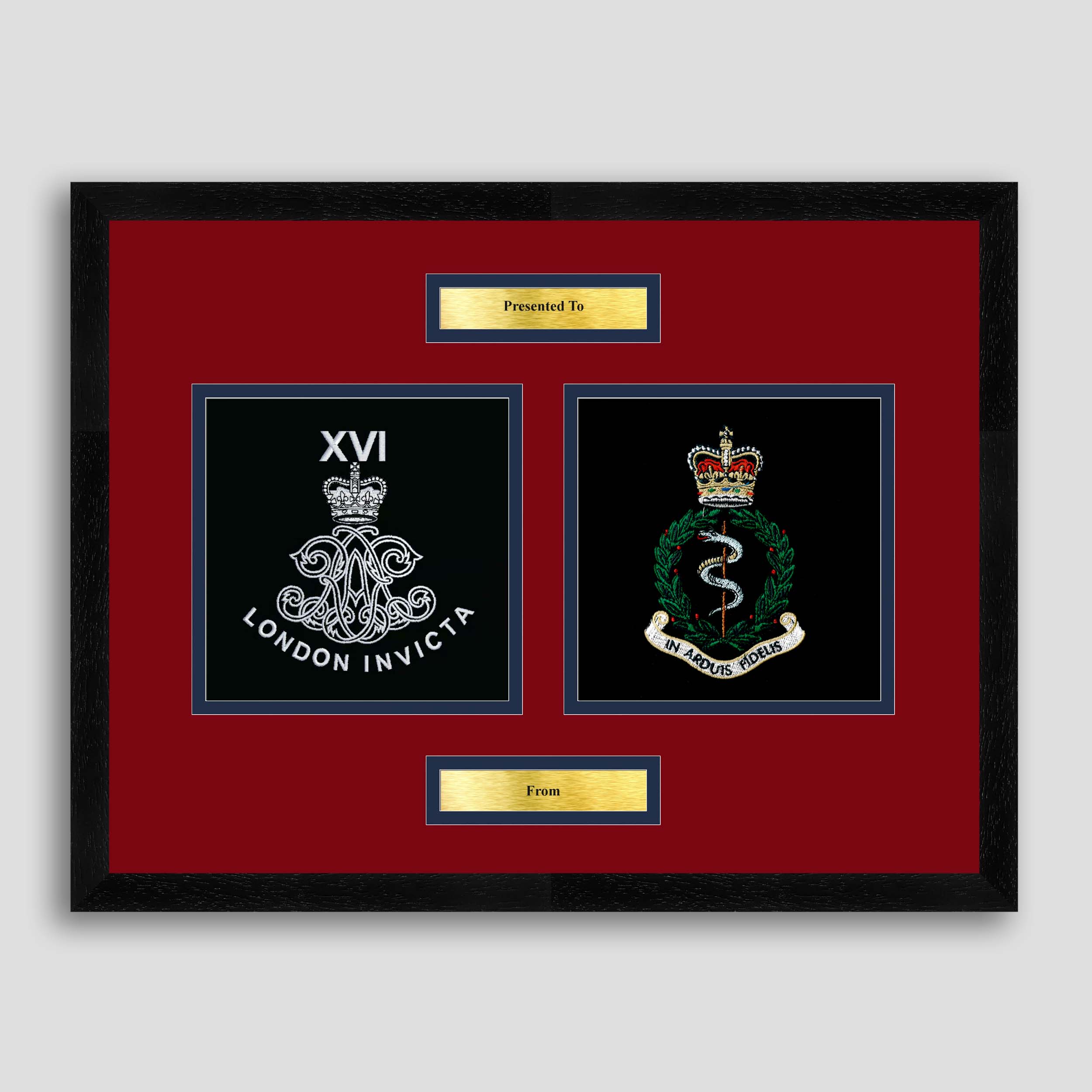 16 Reg RA & RAMC Corps Double Embroidery Framed – Mark Fell Photo Centre
