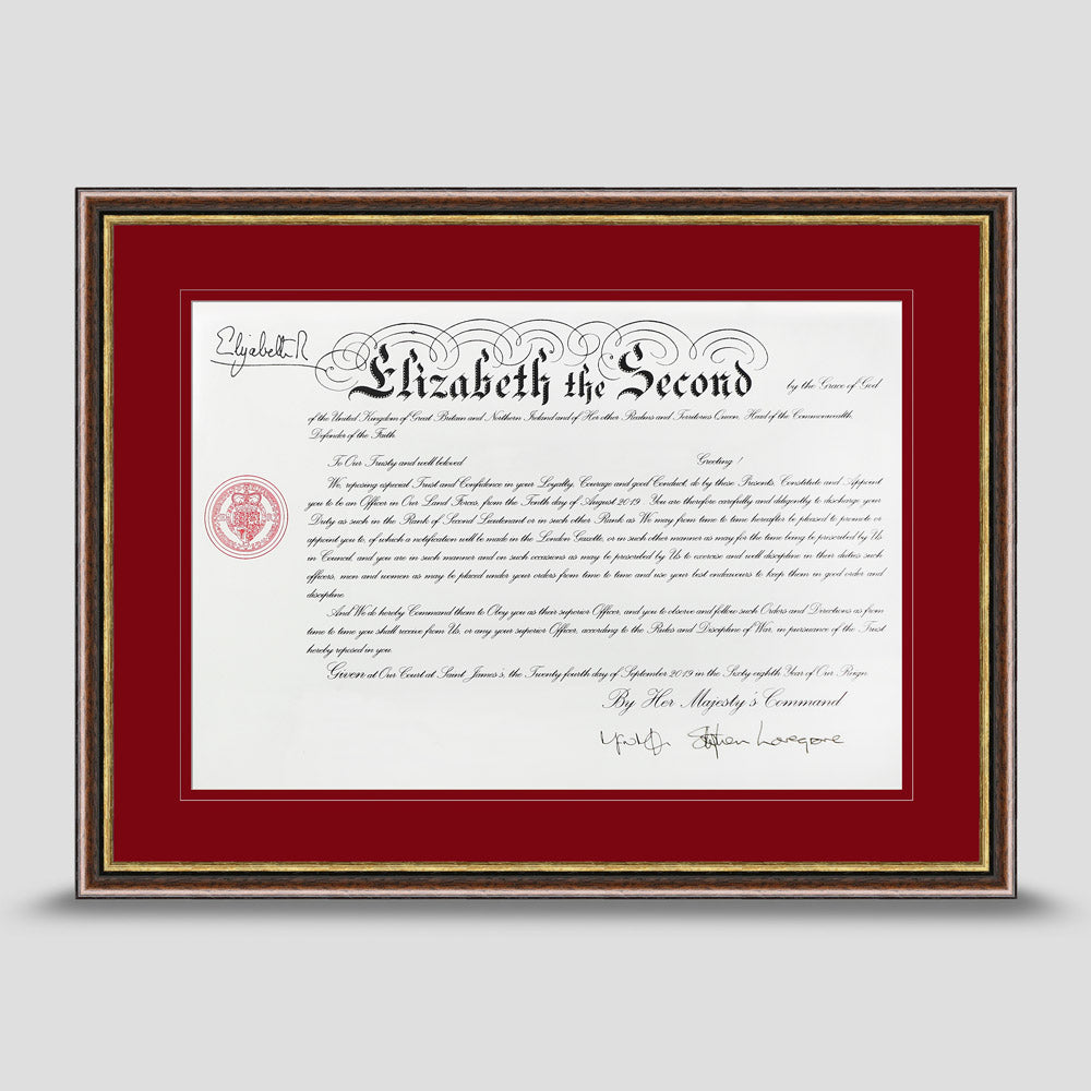 Military Warrant Commission Scroll picture frame with a double mount i ...