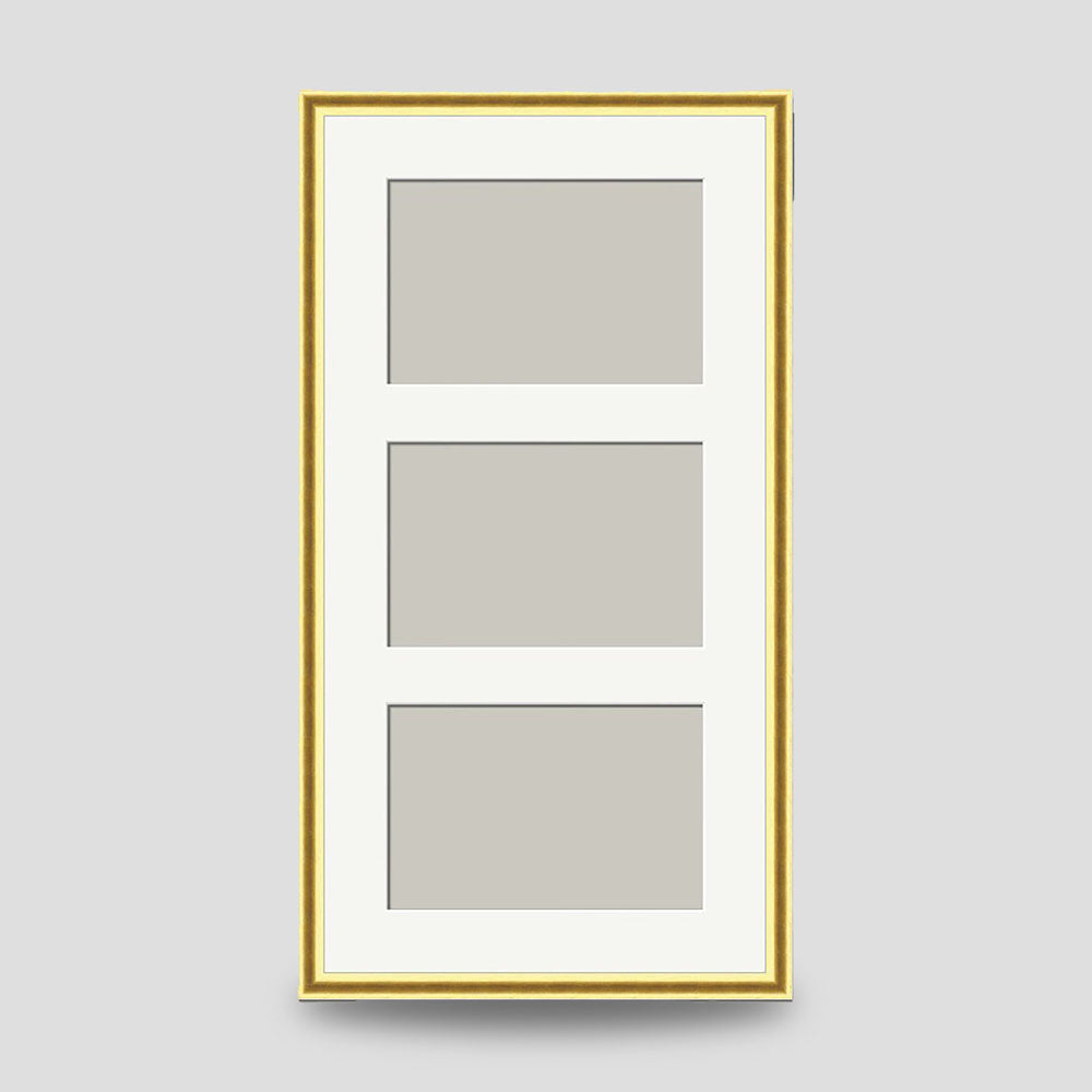 Triple Landscape Photo Frame Thin Cushioned Gold in 5x3.5, 6x4 & 7x5 s ...